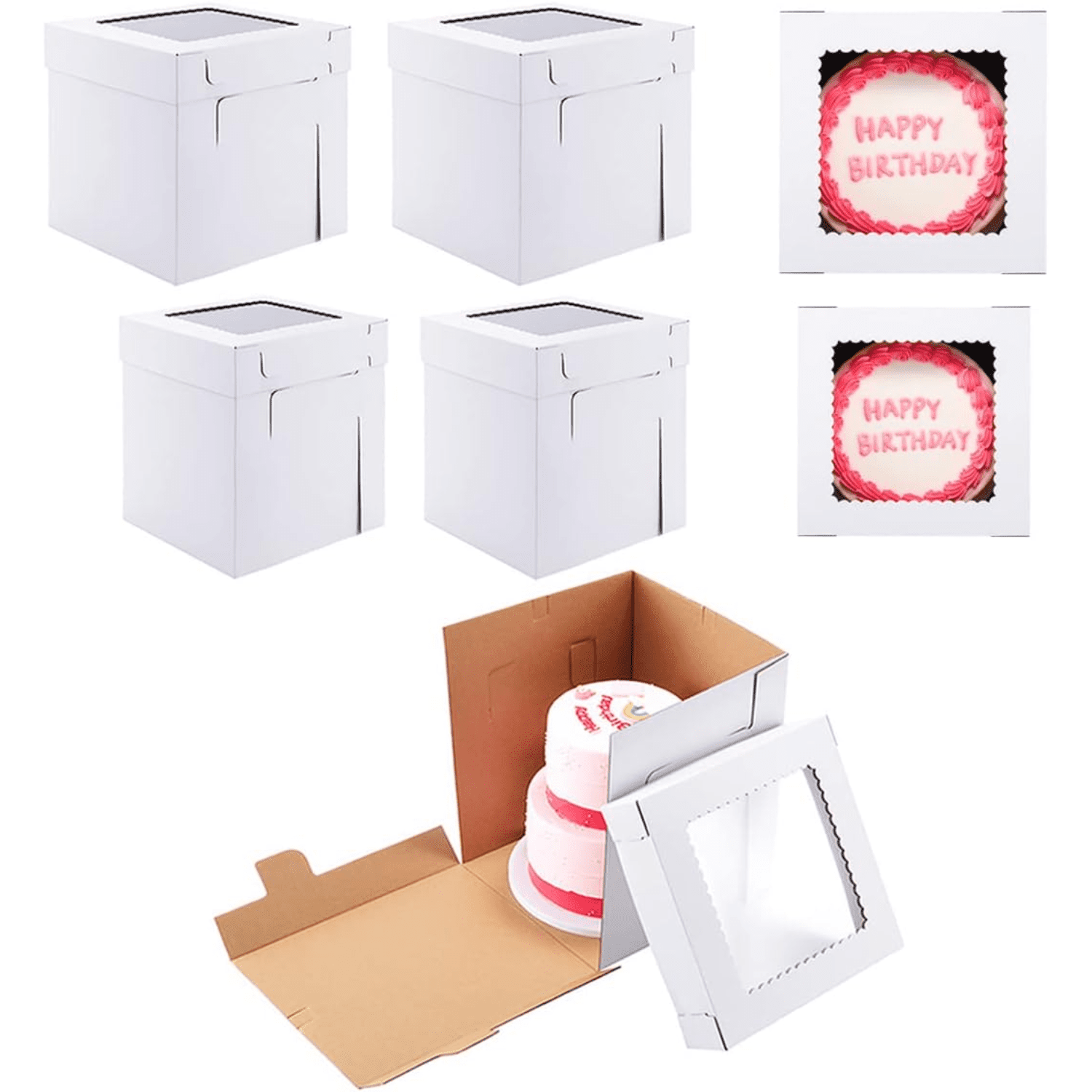 hlquji Tall Cake Boxes for Tier Cakes 14x14x12 Inch 2 Pack Wedding Cake ...
