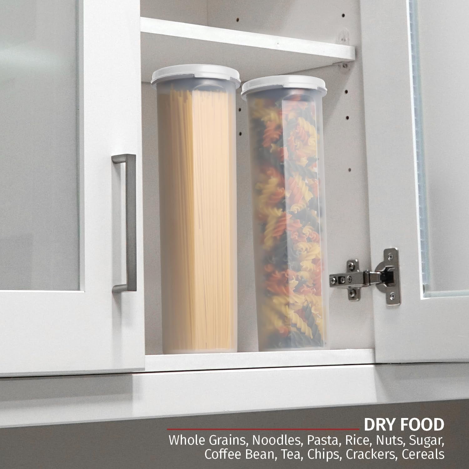 hlquji Tall Clear Spaghetti Pasta Container Storage With Lid.Multi ...