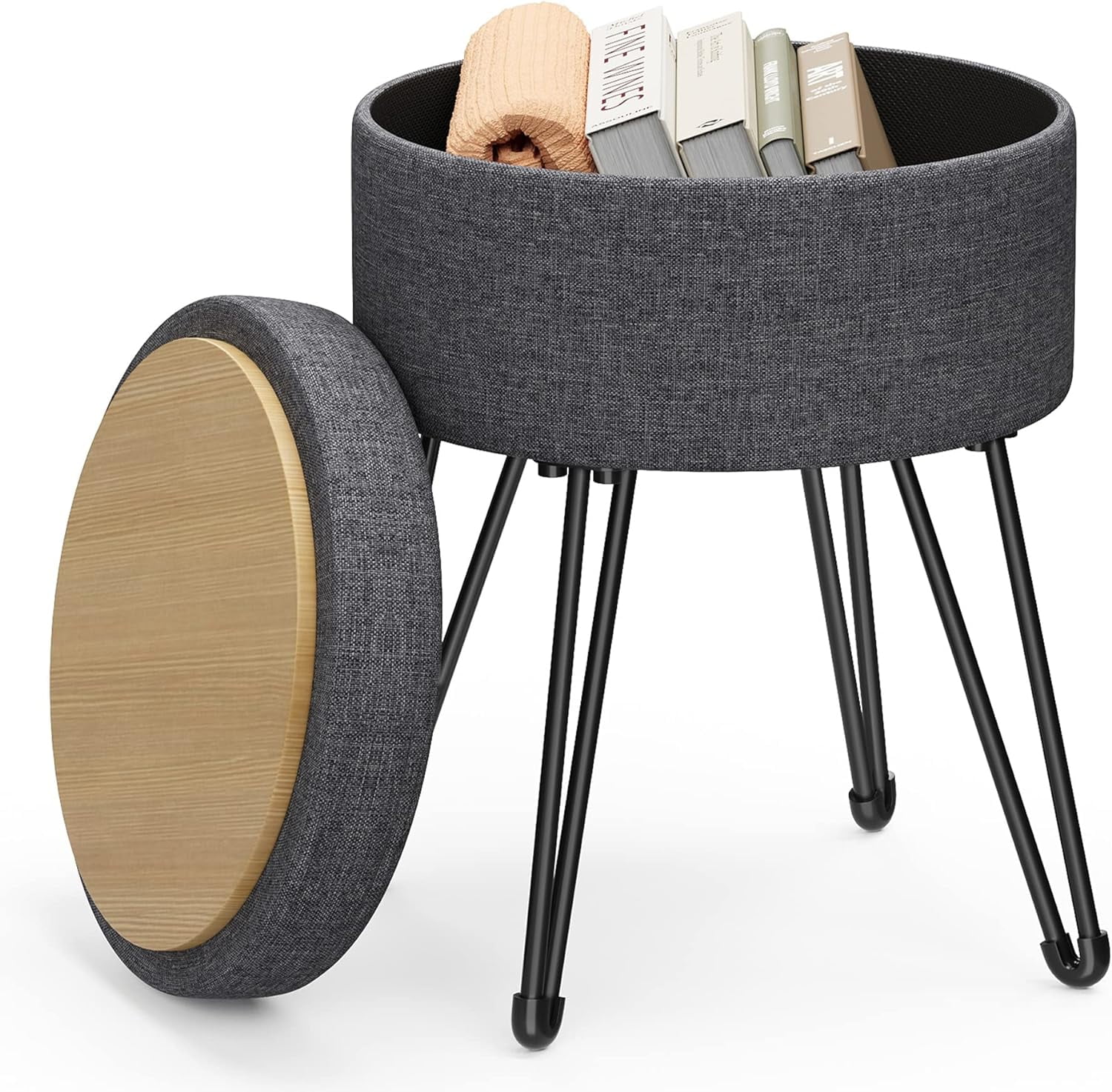 hlquji Vanity Stool Chair Small Ottoman with Storage Velvet Makeup ...