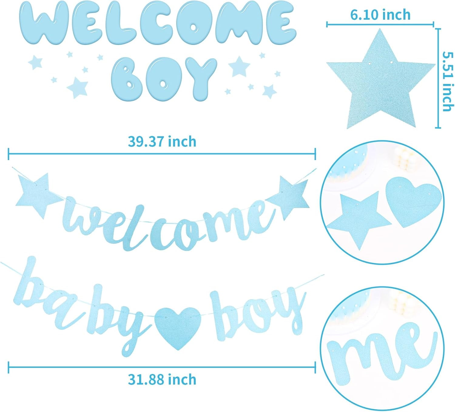 hlquji Welcome Baby Boy Banner for Baby Shower Decorations Gender ...