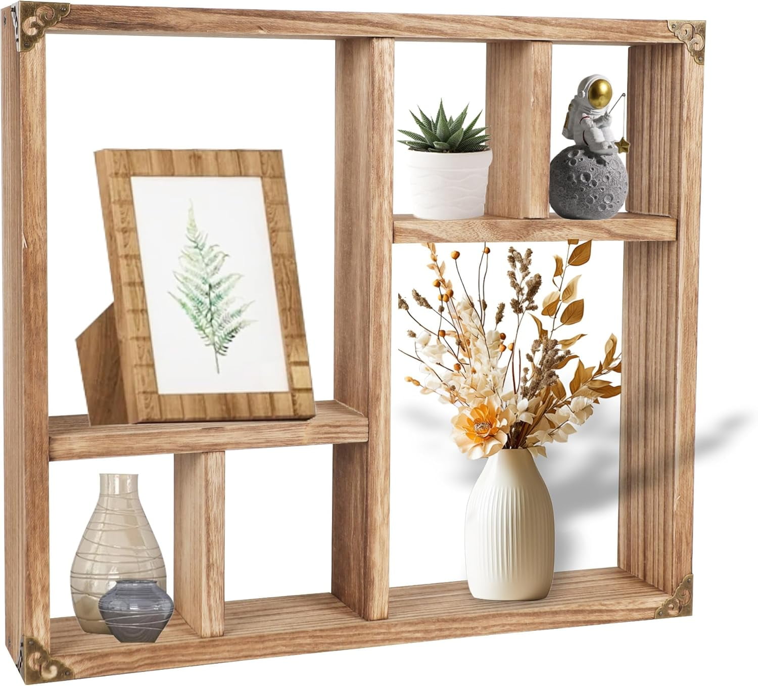 hltdhyi 17.7x15.7-Inch Shadow DXQPIOA Display Shelf，6-Slot Rustic ...