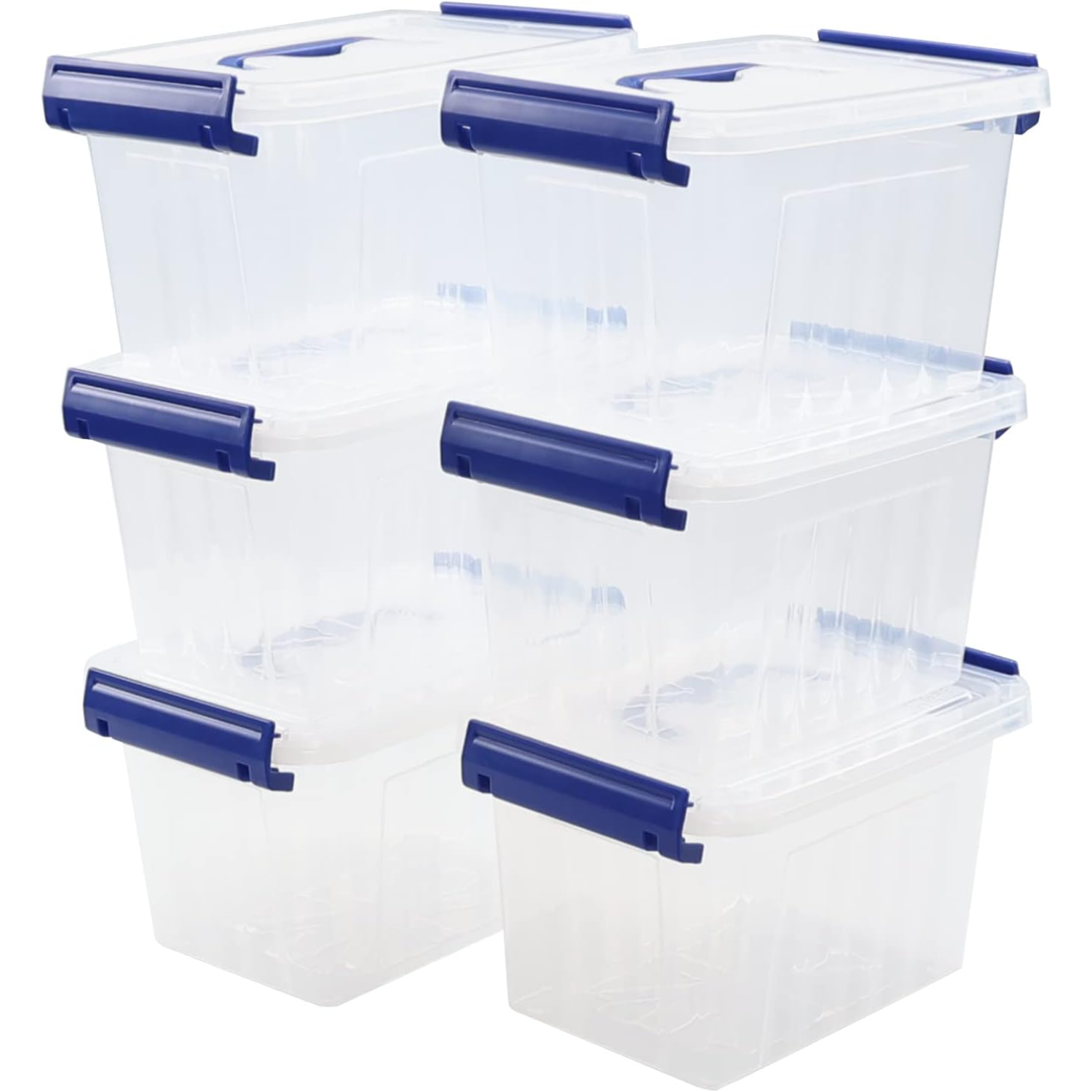 hltdhyi 3.5 Liter Clear Storage Bin Latching Container with Blue Handle ...