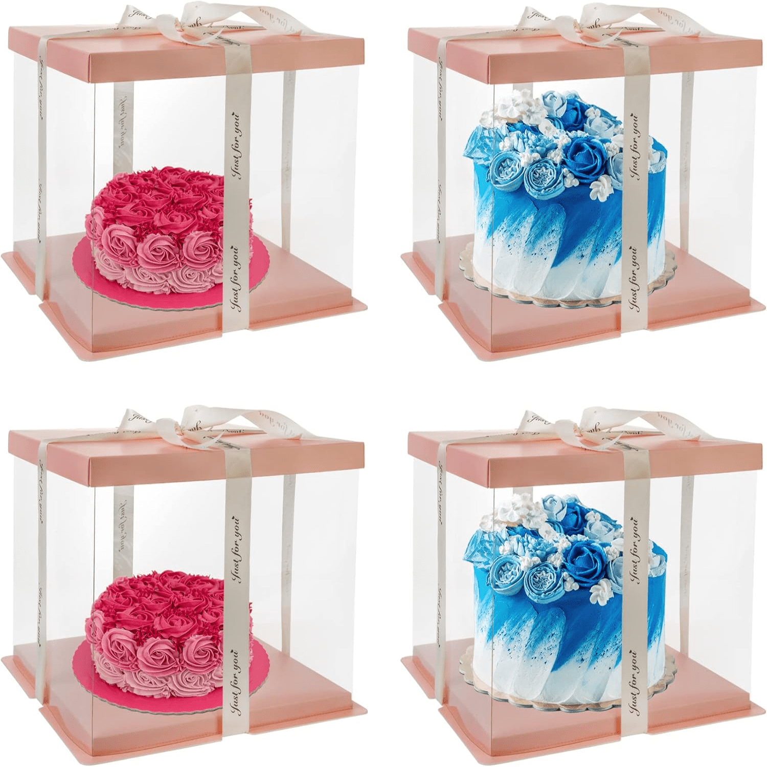 xaugs 4 Pack Clear Cake Carrier 10" X 10" X 9" Cake Packaging Container ...