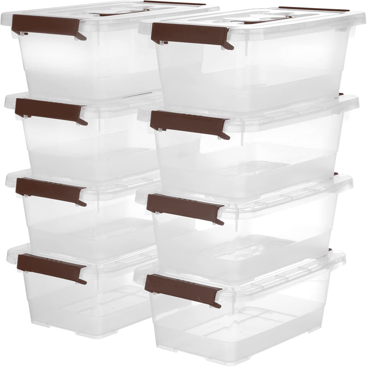 hltdhyi Black Plastic Storage Latch Bins 8 Pack Clear Plastic Handle ...