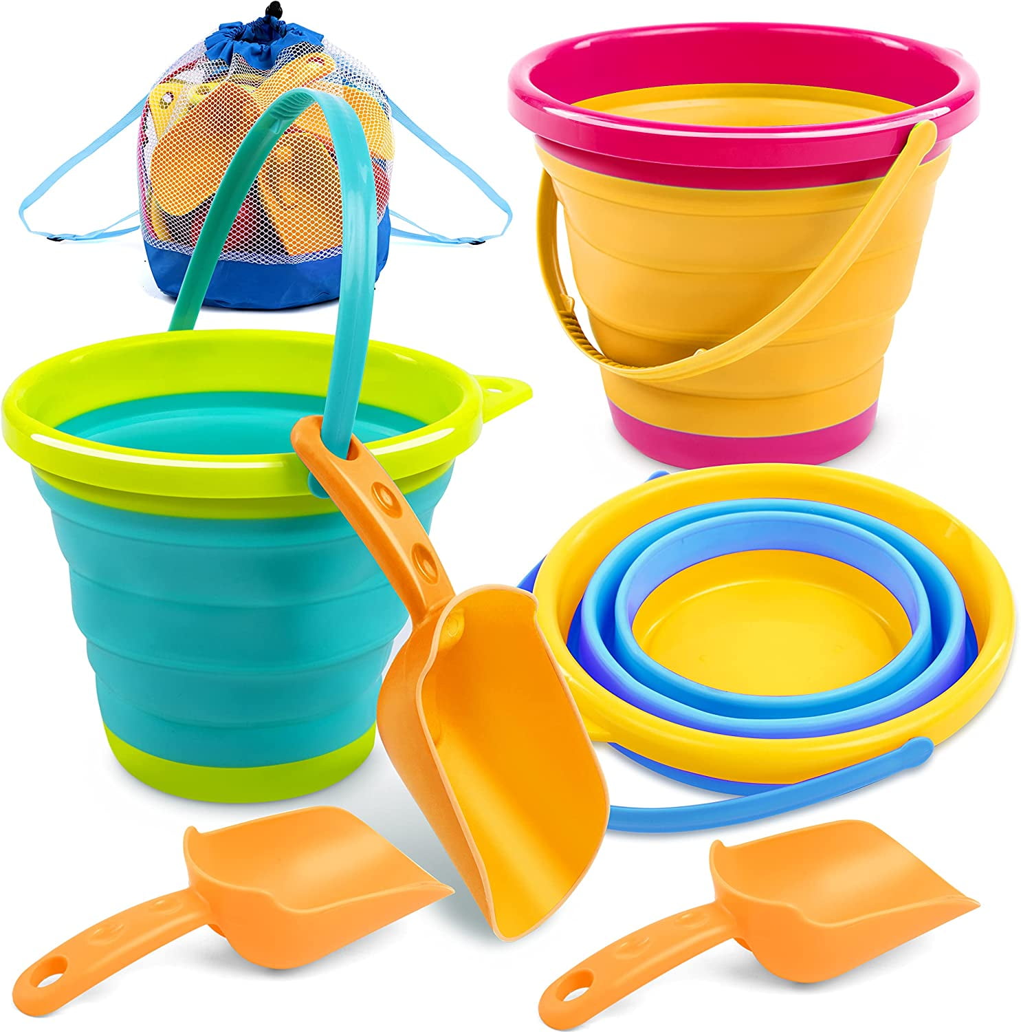 hltdhyi JOYIN Foldable Beach Bucket Set - 3 Packs Collapsible Toy ...