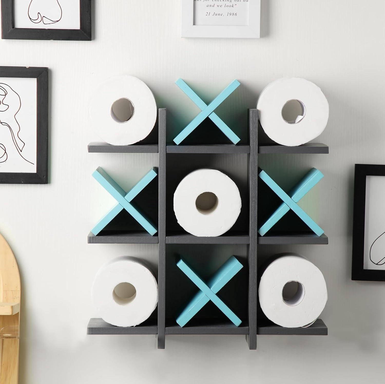 hltdhyi Tic Tac Toe Toilet Paper Holder Stand Bathroom Wall Decor ...