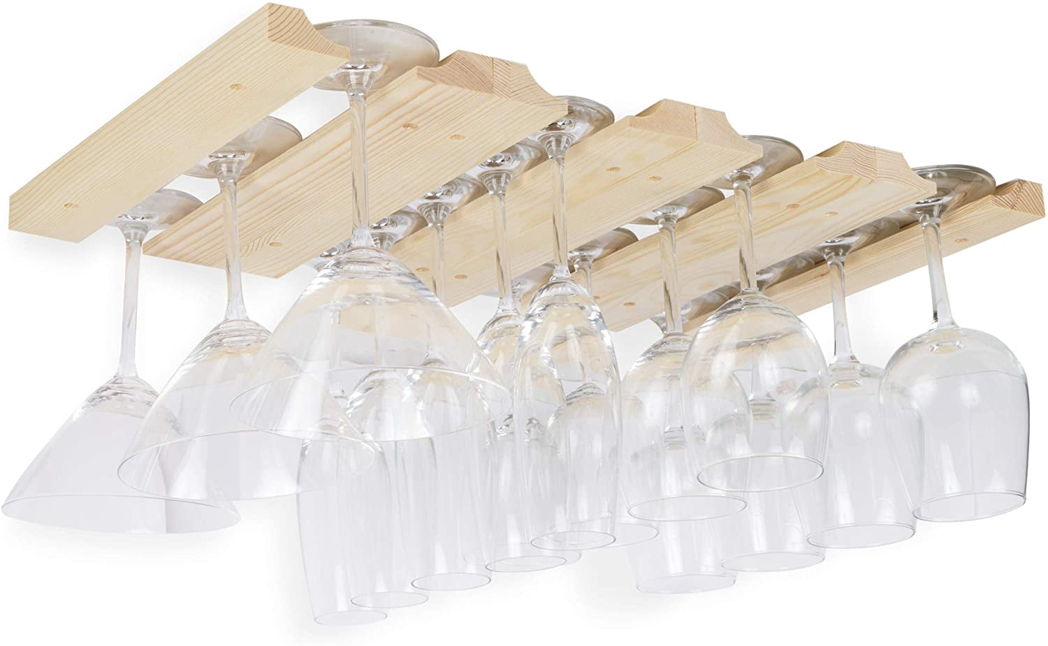 hltdhyi Vigo 4 Sectional Adjustable Under Cabinet Mount Wood Stemware ...