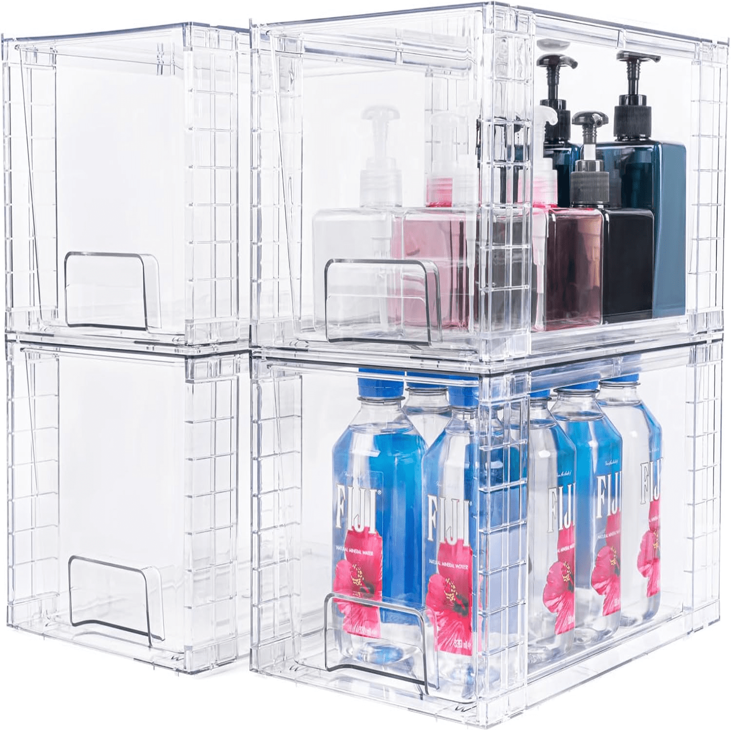 fhduf 2 Pack Large Stackable Storage Drawers Clear Acrylic Drawer ...