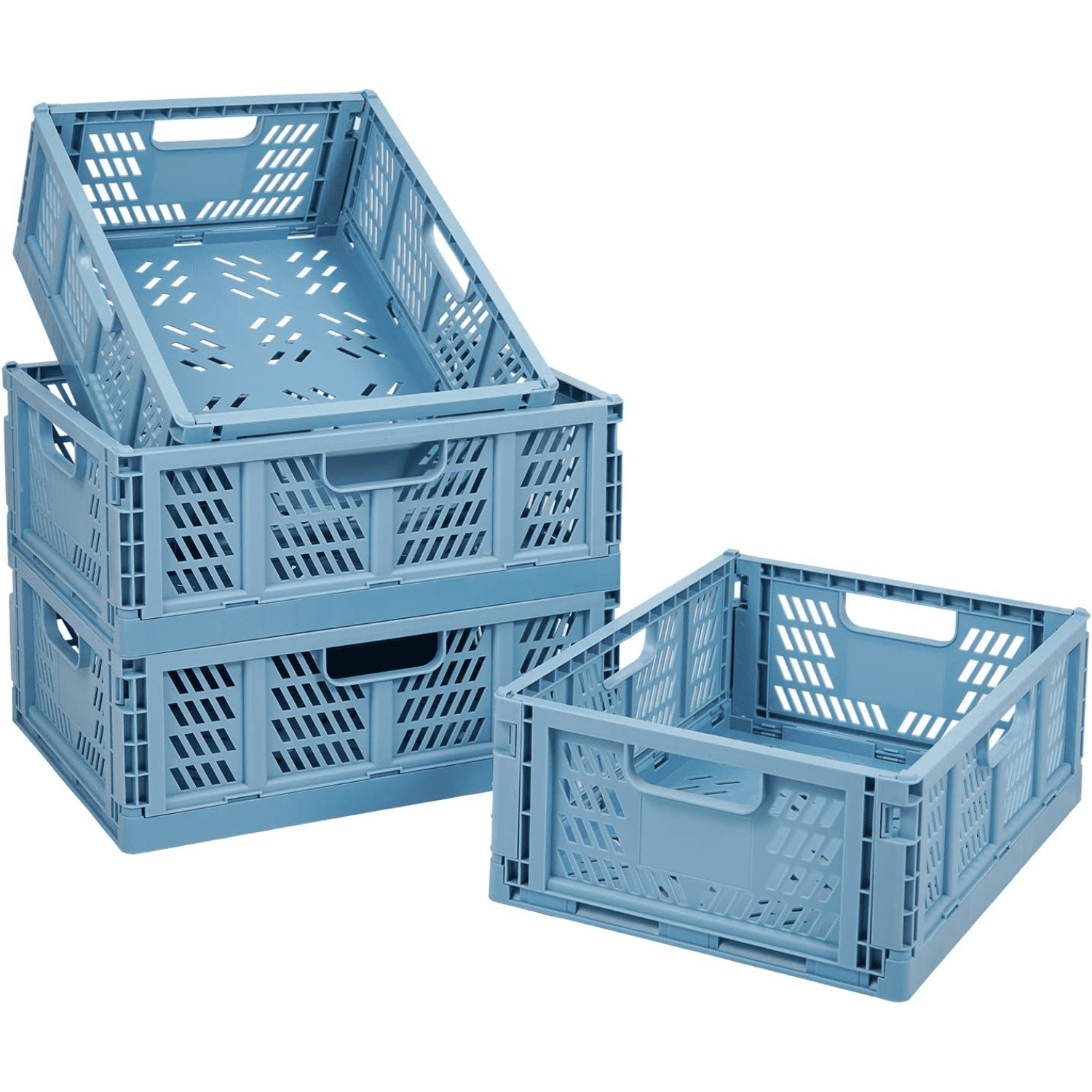 hltdup 4-Pack Folding Storage Boxes Crate Collapsible Plastic Drawer ...