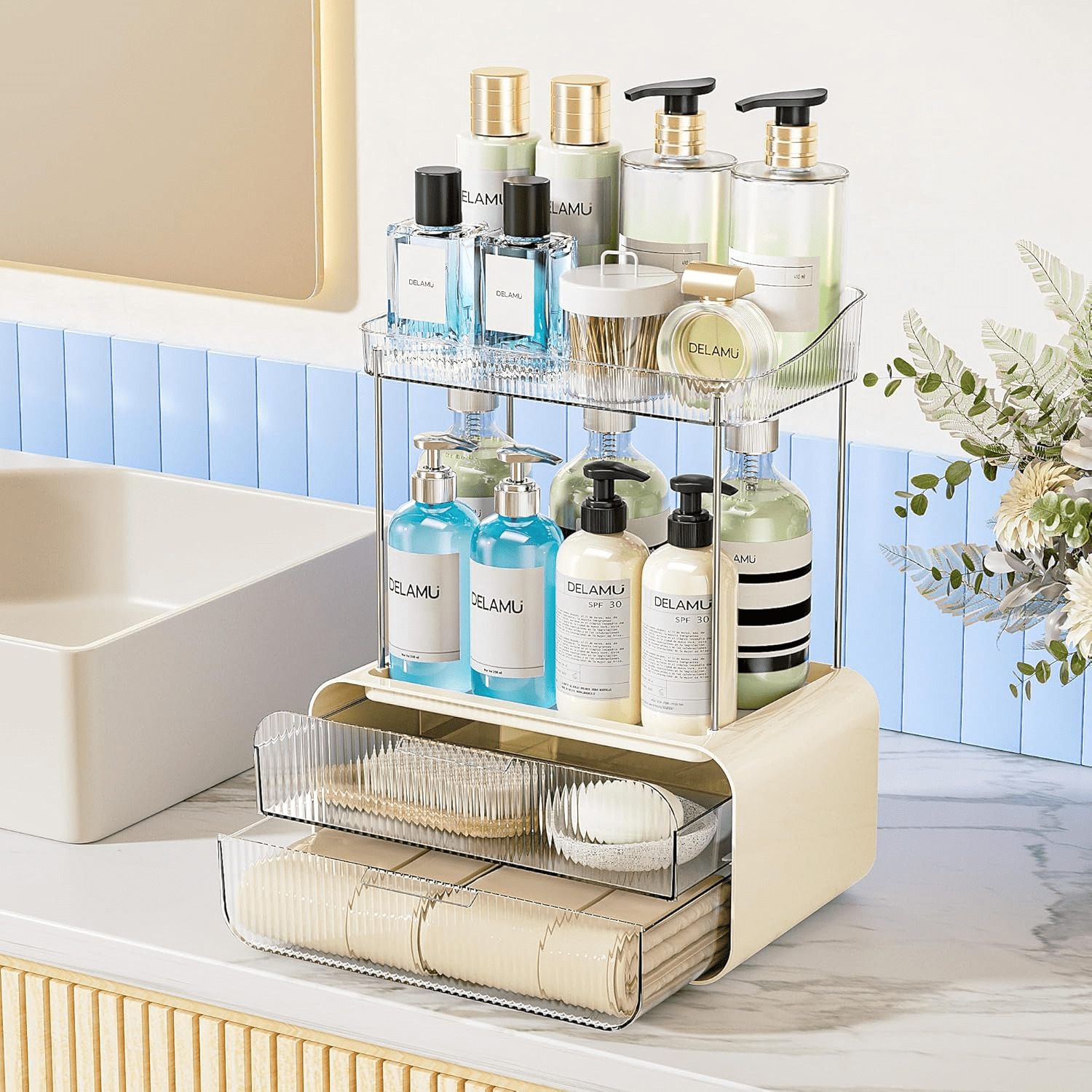 hltdup Bathroom Counter Organizer 2-Drawers 2-Tier Acrylic Makeup ...