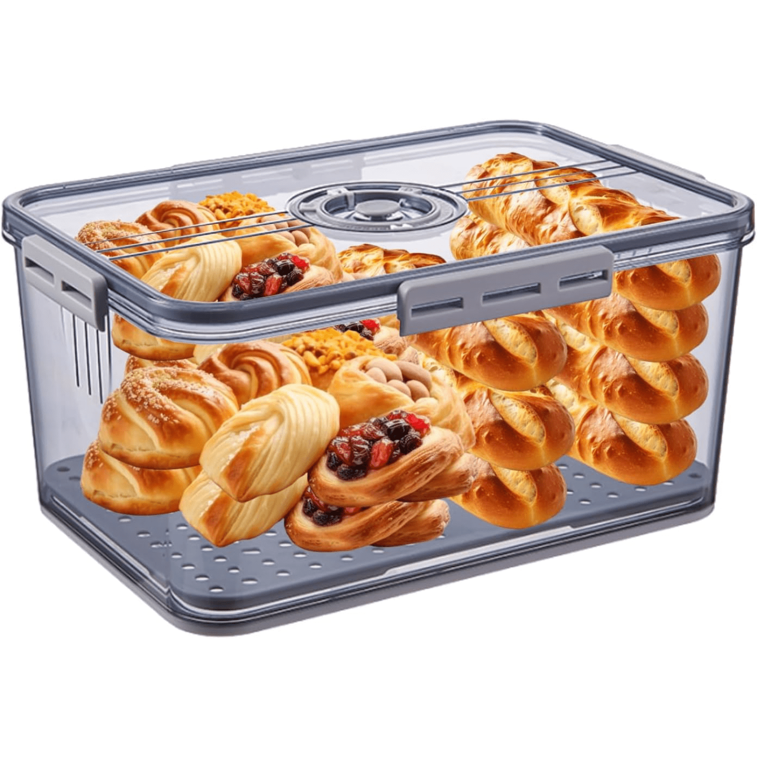hltdup Bread with Lid for Kitchen Counter 10L Airtight Loaf Bread ...
