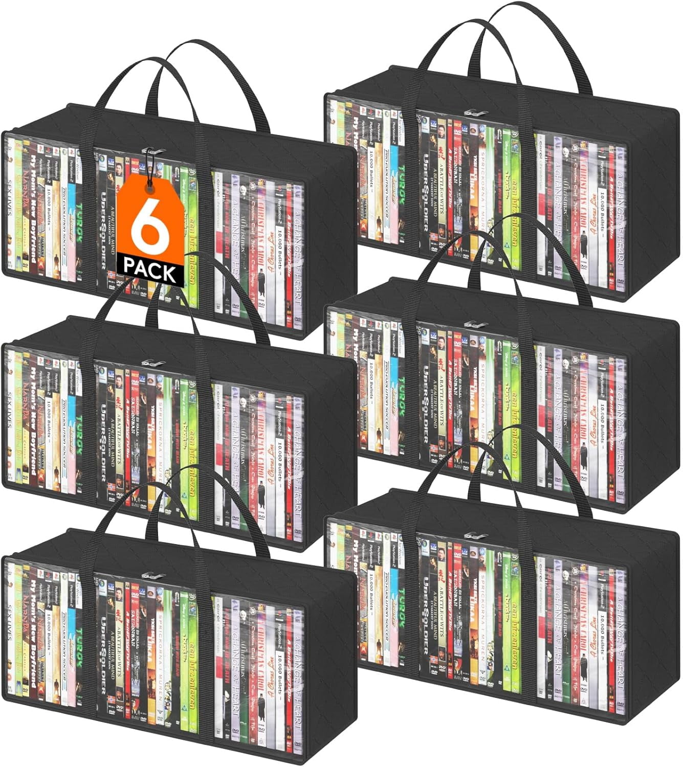 hltdup DVD Storage Bags 6 Pcs Clear PVC Plastic CD Organizer with ...