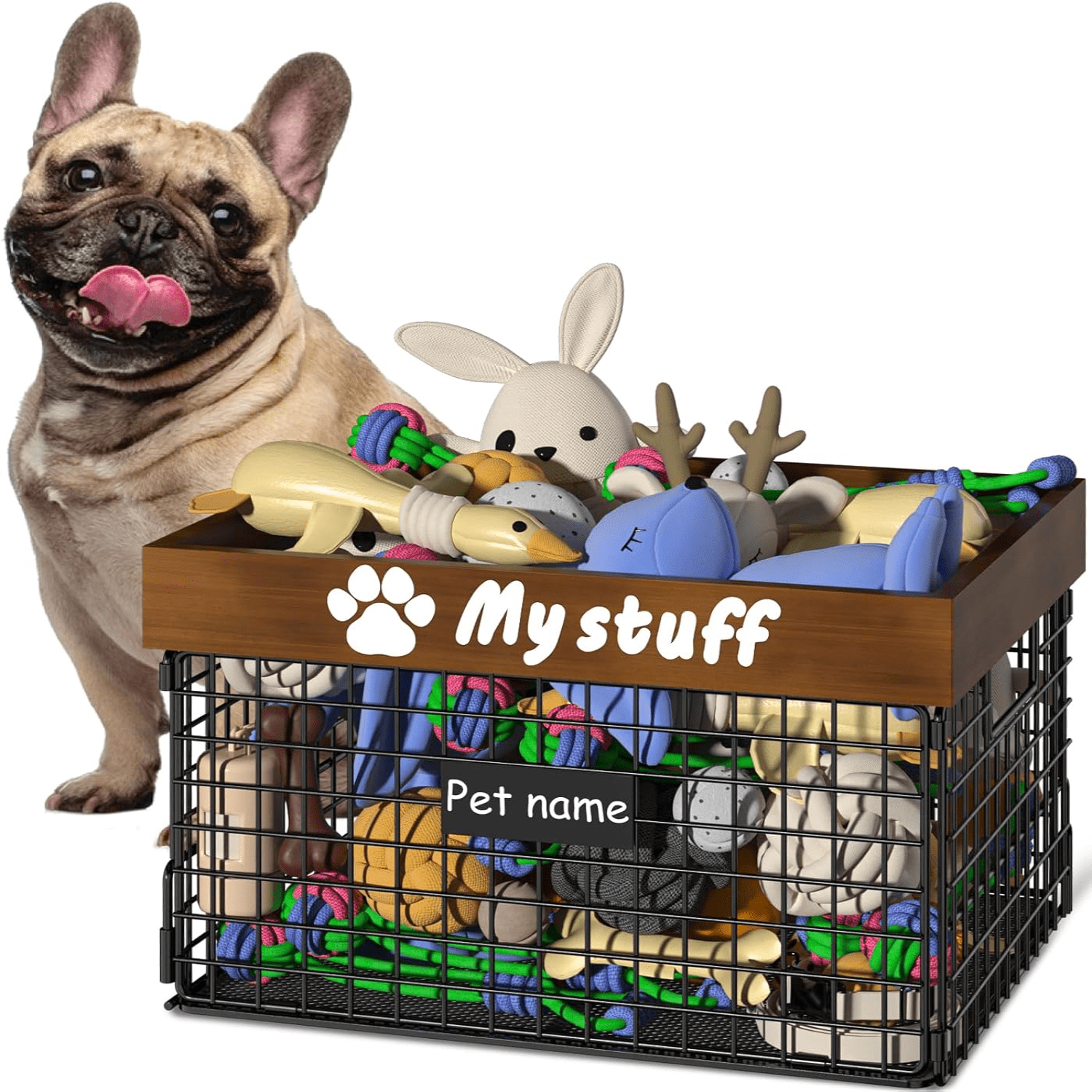hltdup Dog Toy Bin Toy Basket Metal Storage with Handles Dog Organizer ...