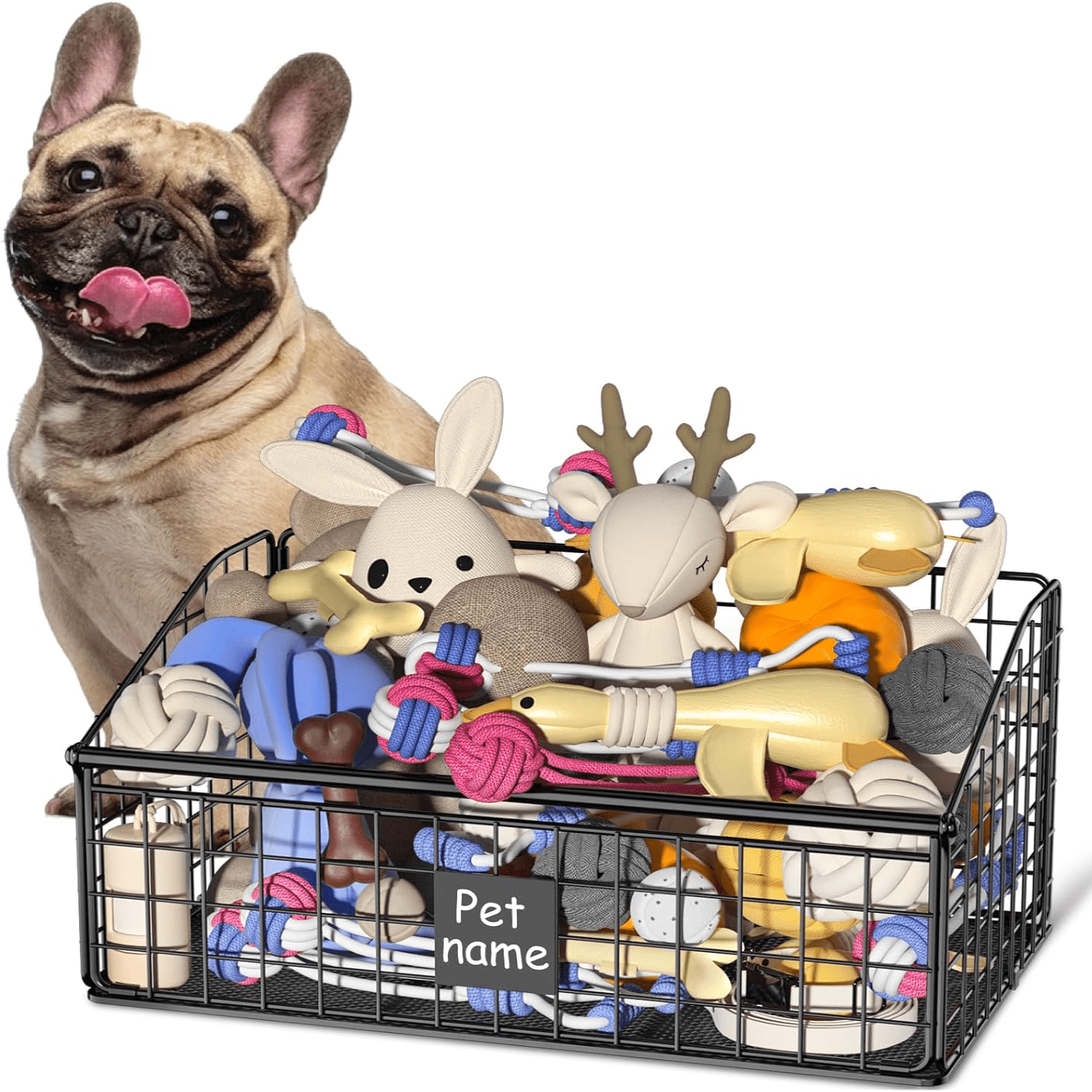 hltdup Dog Toy Bin Toy Basket Metal Storage with Handles Dog Organizer ...