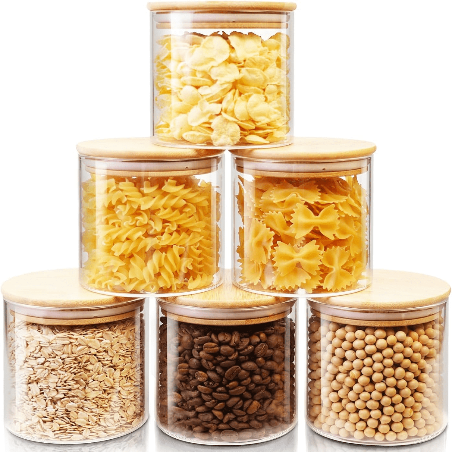 hltdup Glass Jars with Bamboo Lids 79 FL OZ [] Glass Canisters with ...