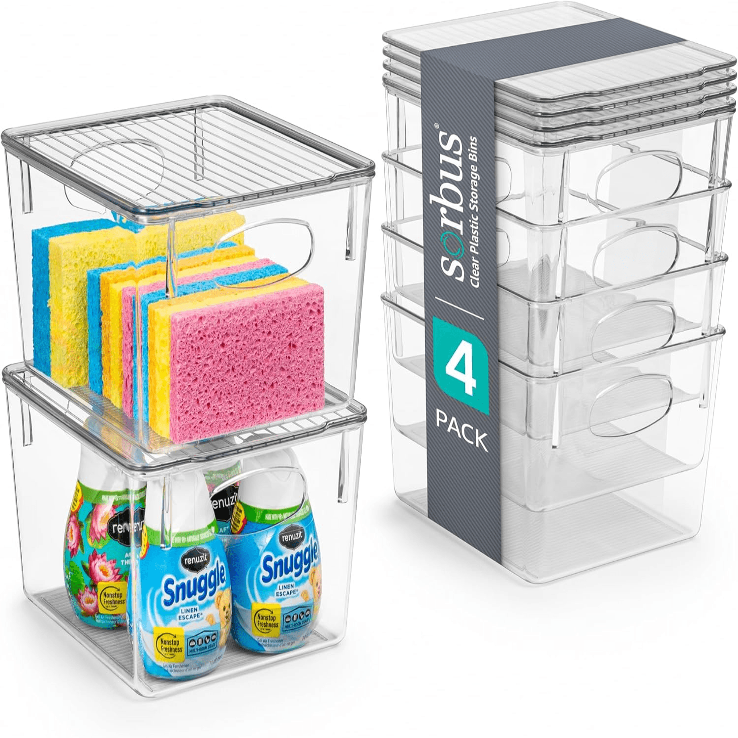 hltdup Large Clear Plastic Storage Bins with Lids Clear Stackable ...
