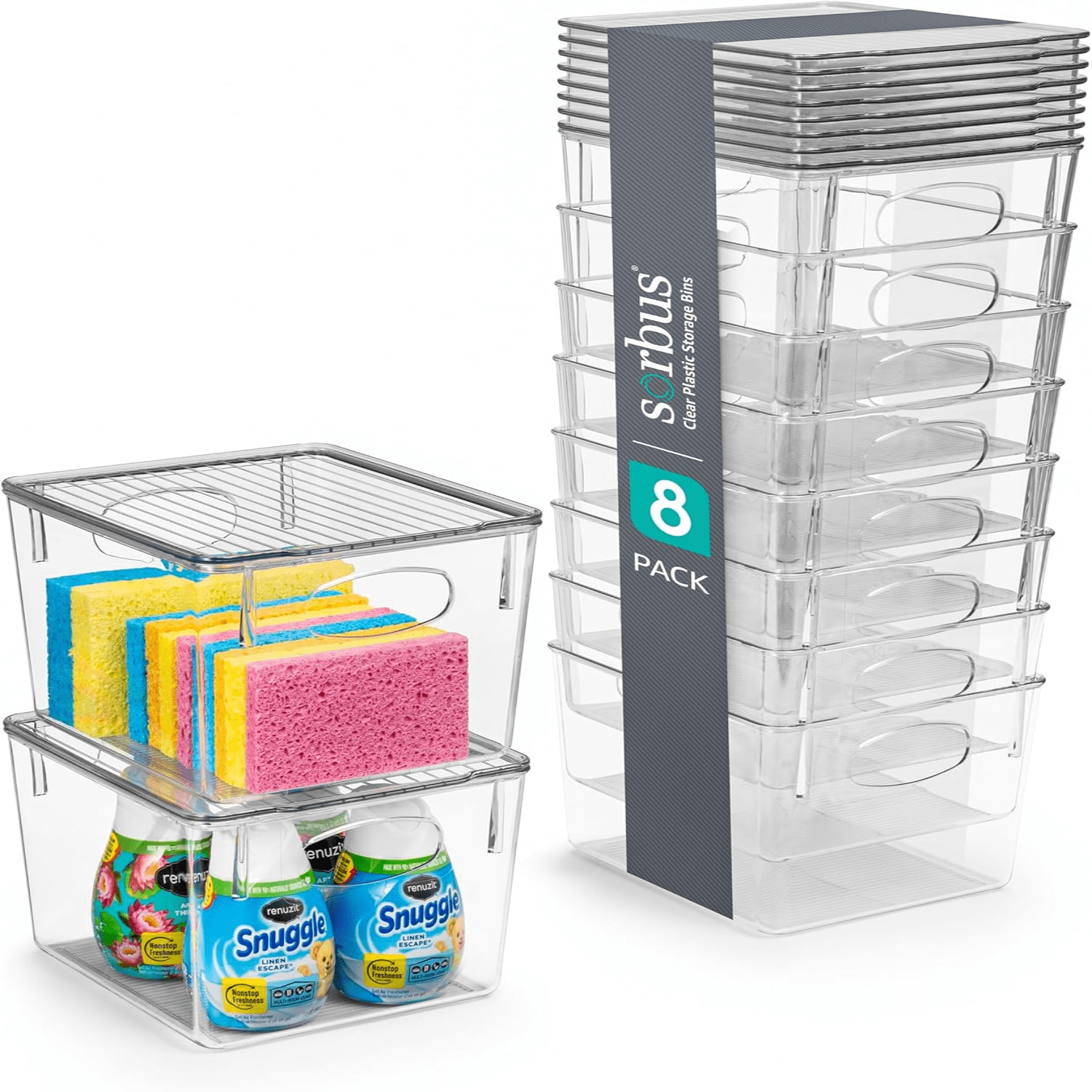 hltdup Large Clear Plastic Storage Bins with Lids Clear Stackable ...