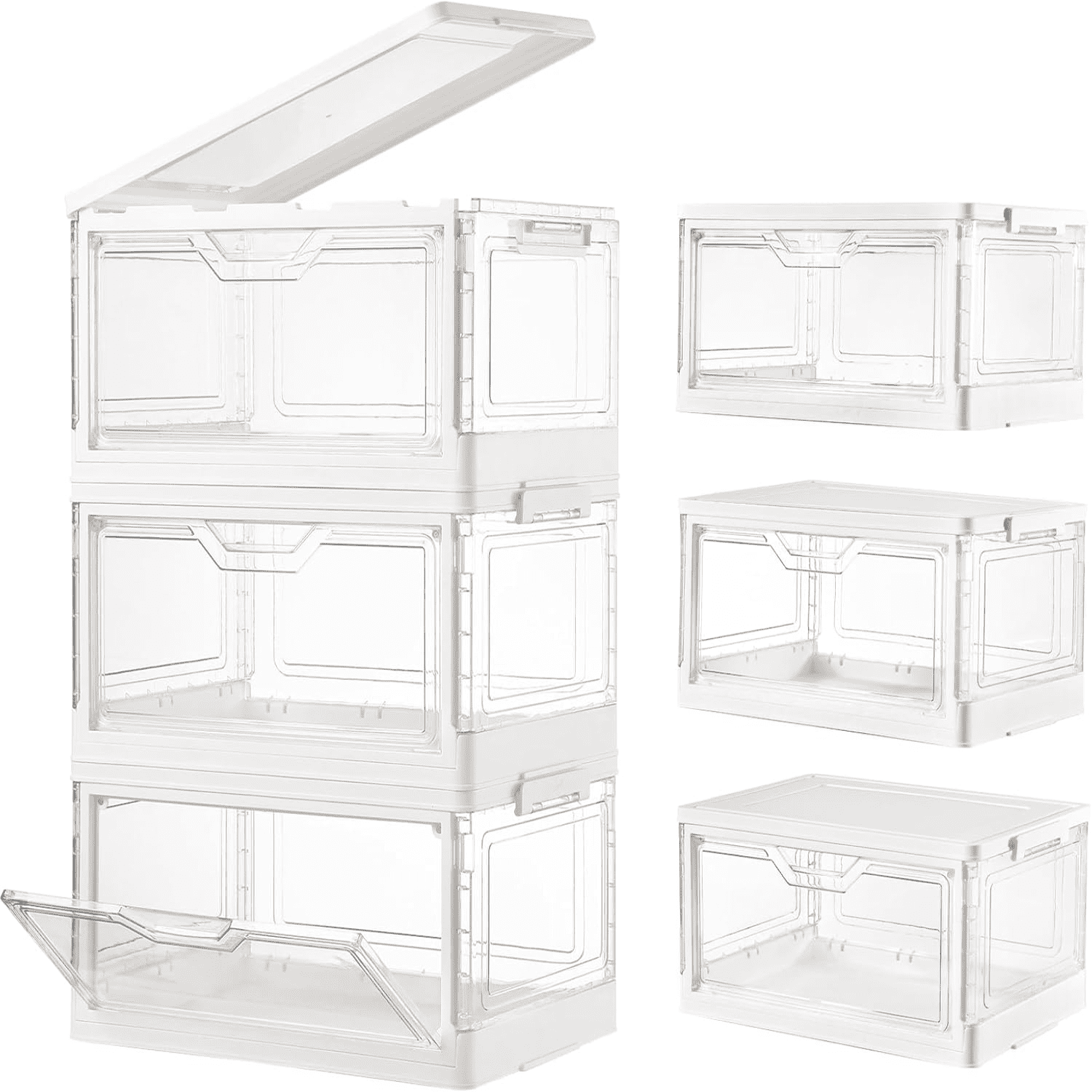 hltdup Plastic Drawer Storage Stackable Drawers 4-Tier Clear Plastic ...