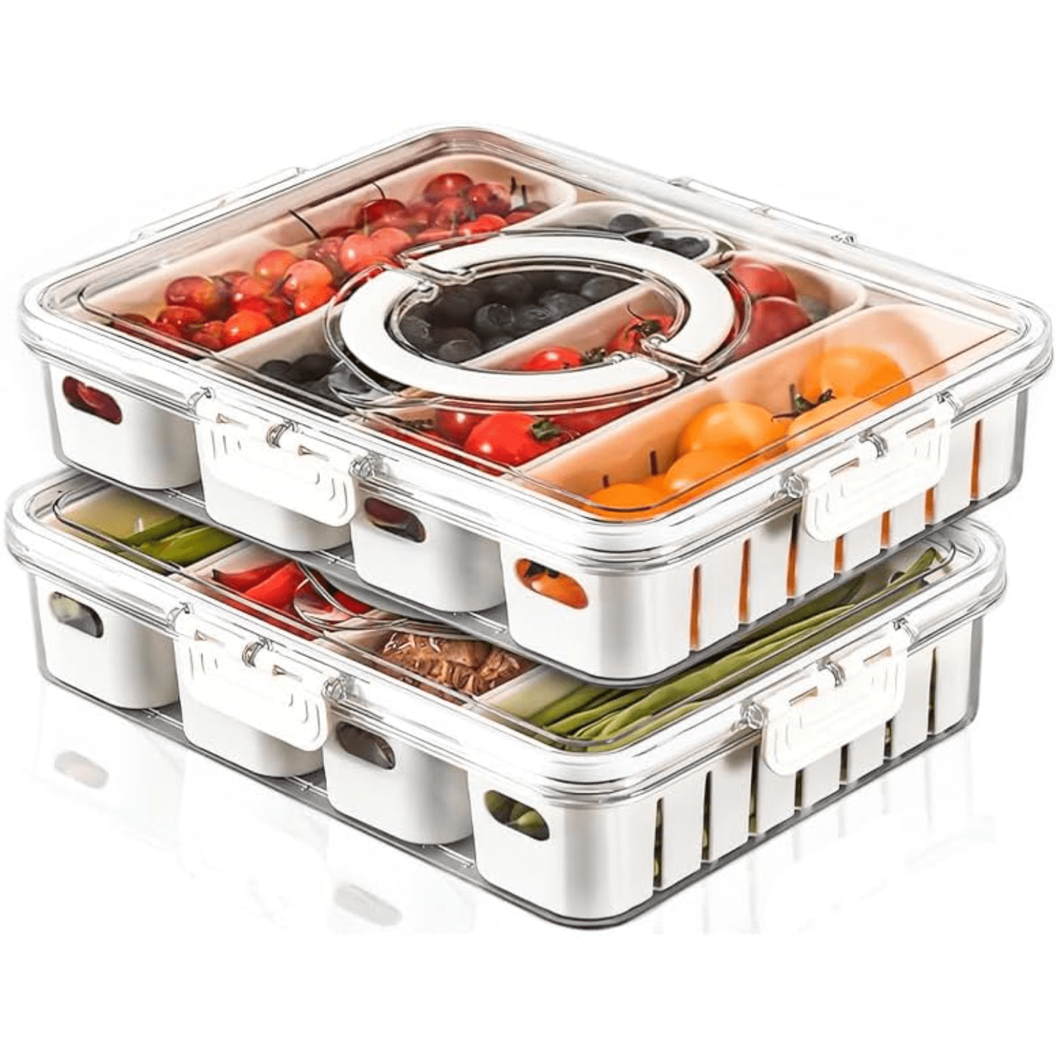 dxynlzq Portable Fruit Storage Containers for Fridge 4 Compartments ...