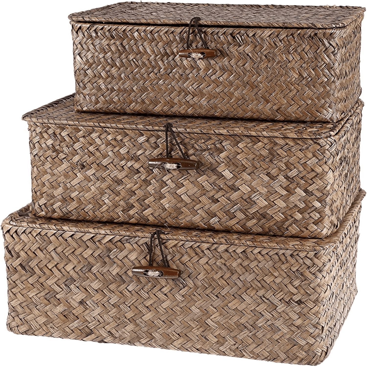 hltdup Shelf Baskets with Lid - Handwoven Wicker Basket Bins Lidded ...