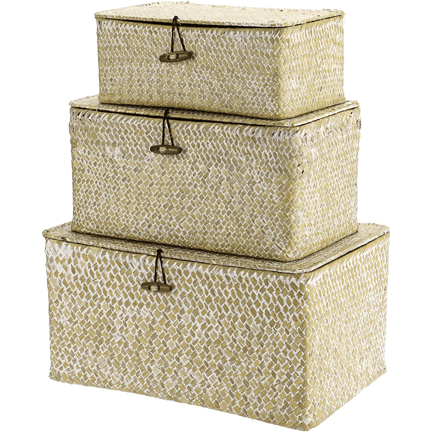 hltdup Shelf Baskets with Lid - Handwoven Wicker Basket Bins Lidded ...