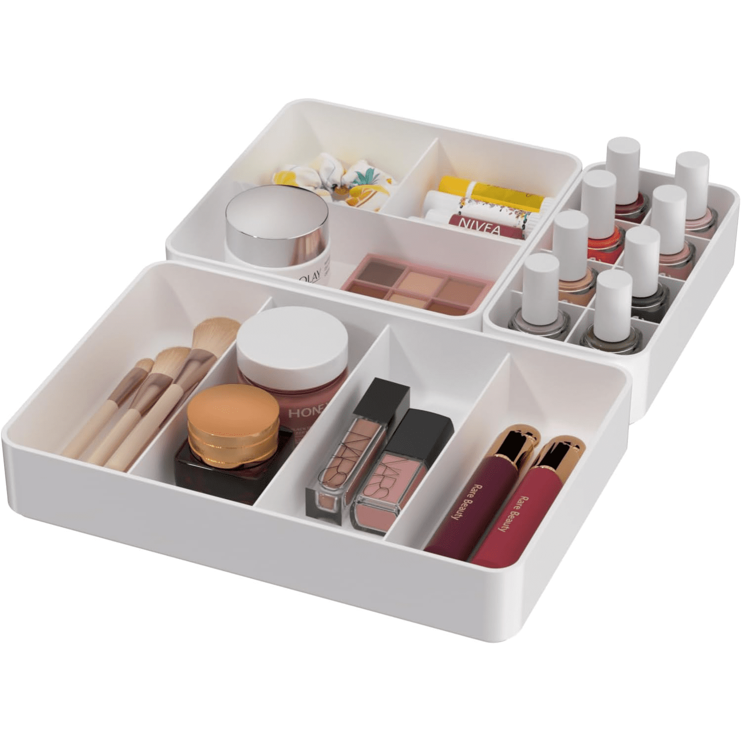 hltdup Stackable Drawer Organizer Divider 3 Packs Wide Plastic Makeup ...