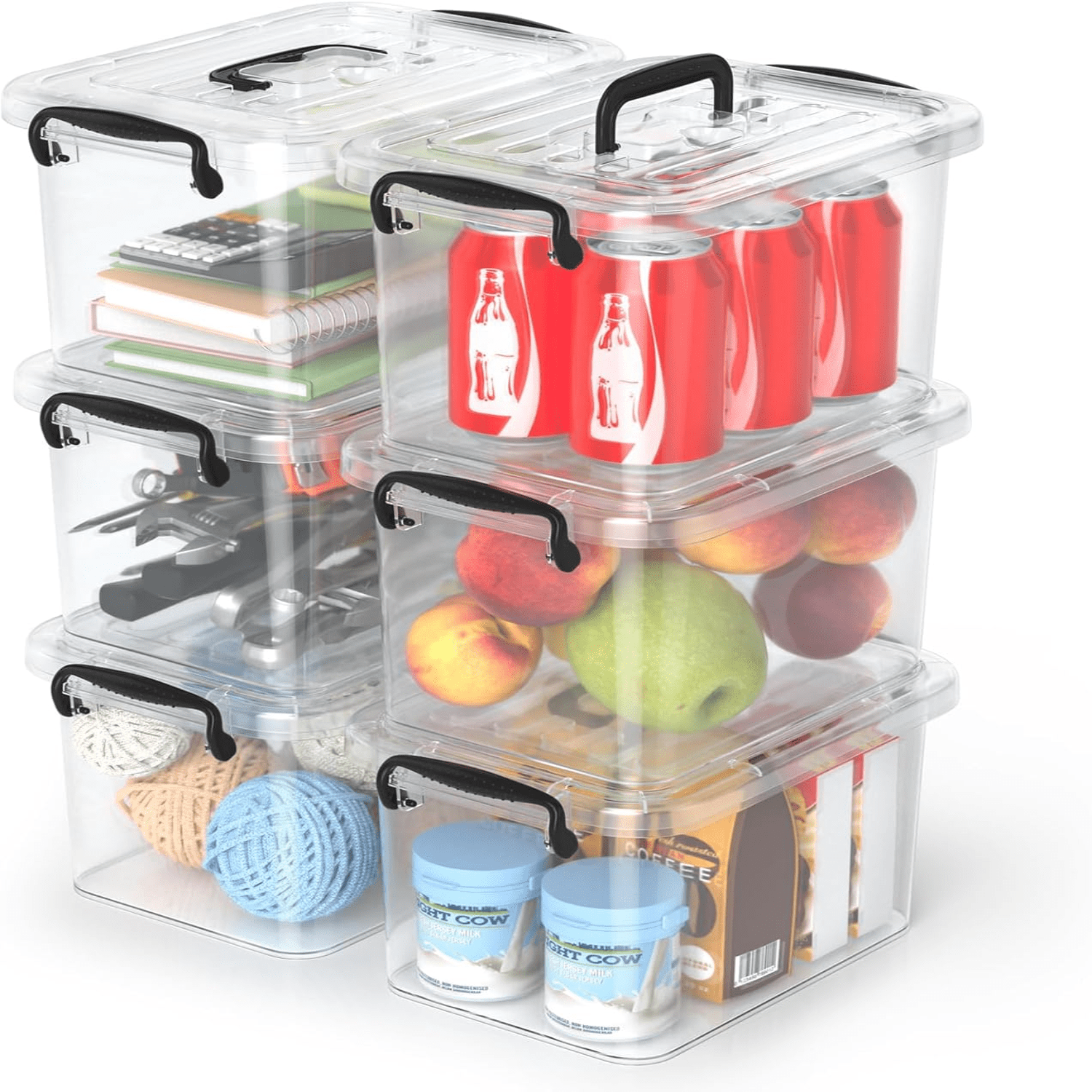 hltdup Tangyinus Plastic Storage Containers with Lids - 6 Pack 6 Quart ...