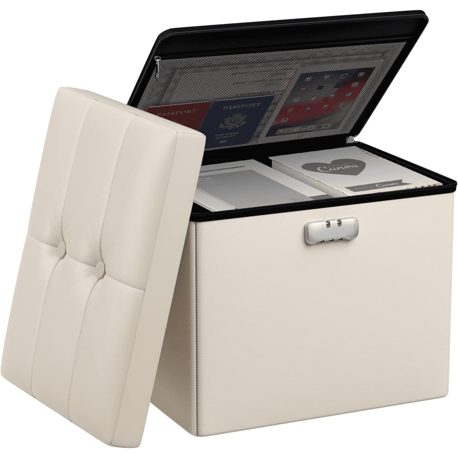 nltwyib Vanity Folding Ottoman - Beige Locking Waterproof & Fireproof ...
