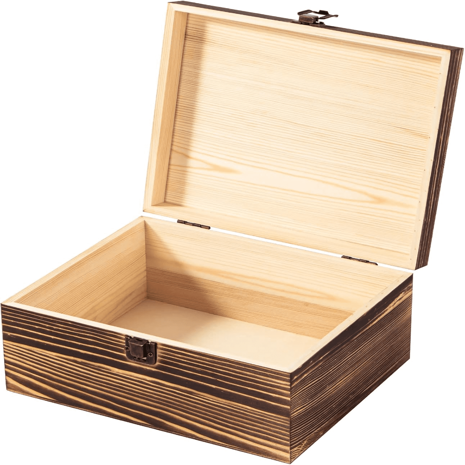 hltdup Wooden Storage Container with Hinged Lid and Front Clasp 9.4'' x ...