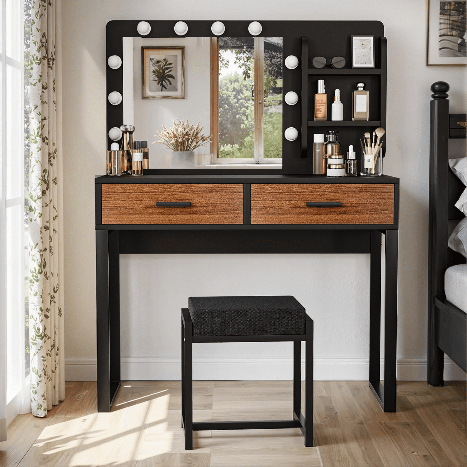 hltghu Makeup Vanity with Mirror and Adjustable 3-Mode Lighting 39"W ...