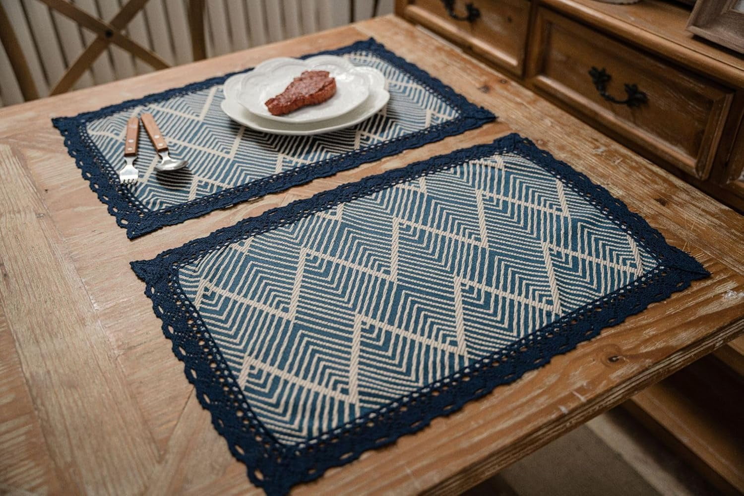 Hltser Blue Table Runner for a Modern Farmhouse Boho Runner for Table ...