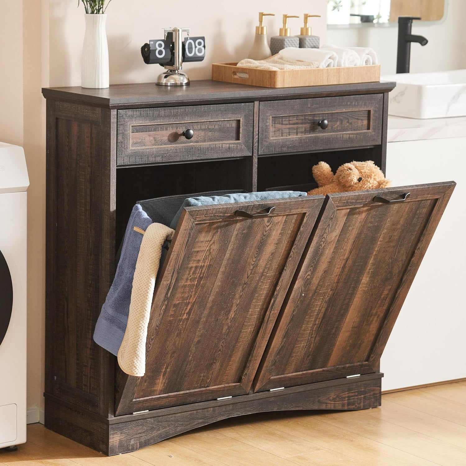 hltish 13 Gallons Tilt Out Trash Cabinet Trash Bin Cabinet Recycling ...