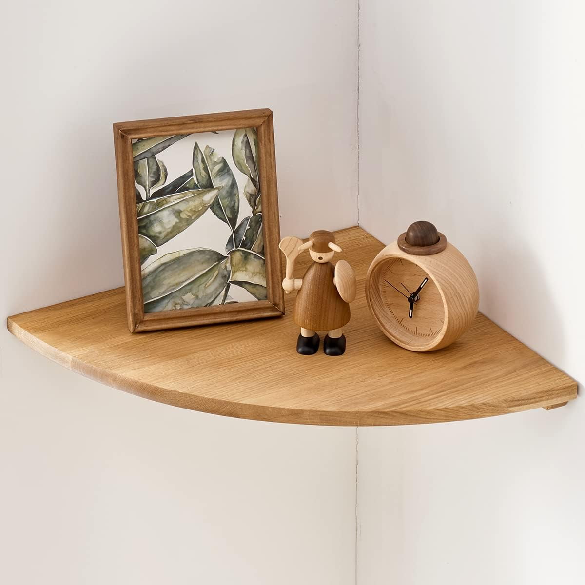 hltiug Corner Shelf Wall Mount Natural Oak Wood Floating Corner Wall ...