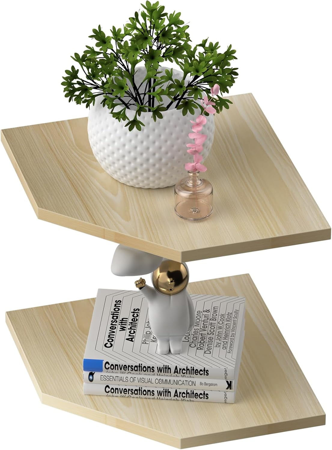 hltiug Corner Shelf Wall Mounted 12-Inch Sector Wood Floating Corner ...