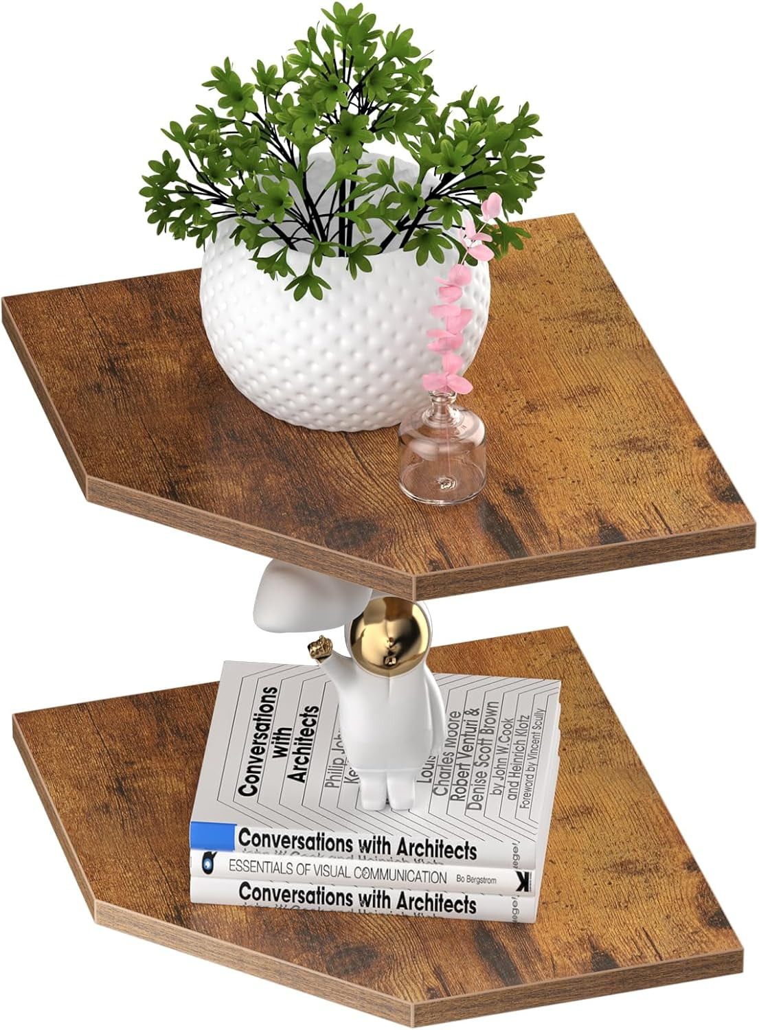 hltiug Corner Shelf Wall Mounted 12-Inch Sector Wood Floating Corner ...