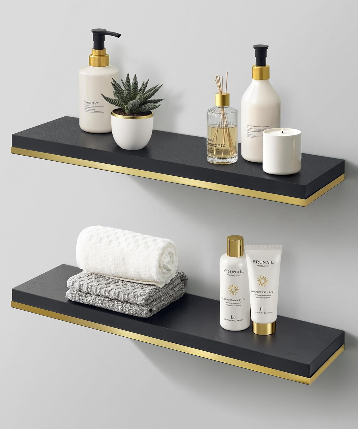 hltiug Floating Shelves for Wall Large Deep Hanging Shelves and Gold 24 ...
