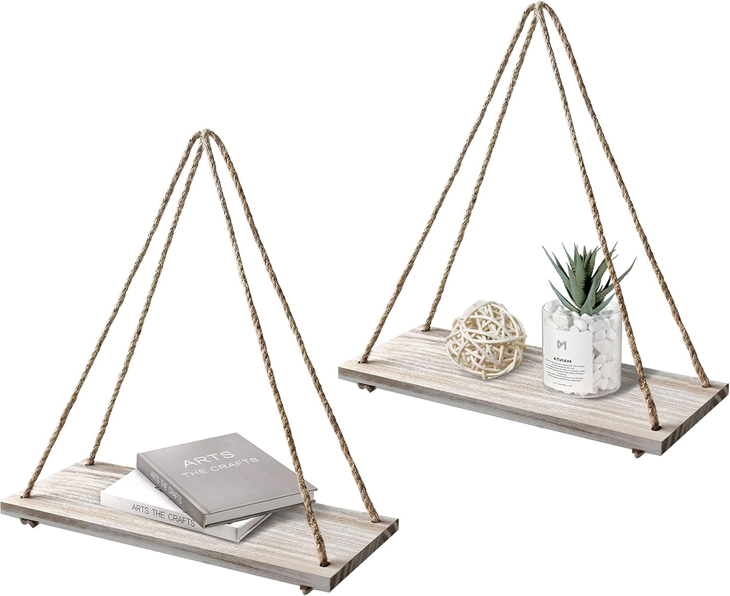 hltusyp Hanging Distressed Wood Floating Shelves with Swing Rope ...