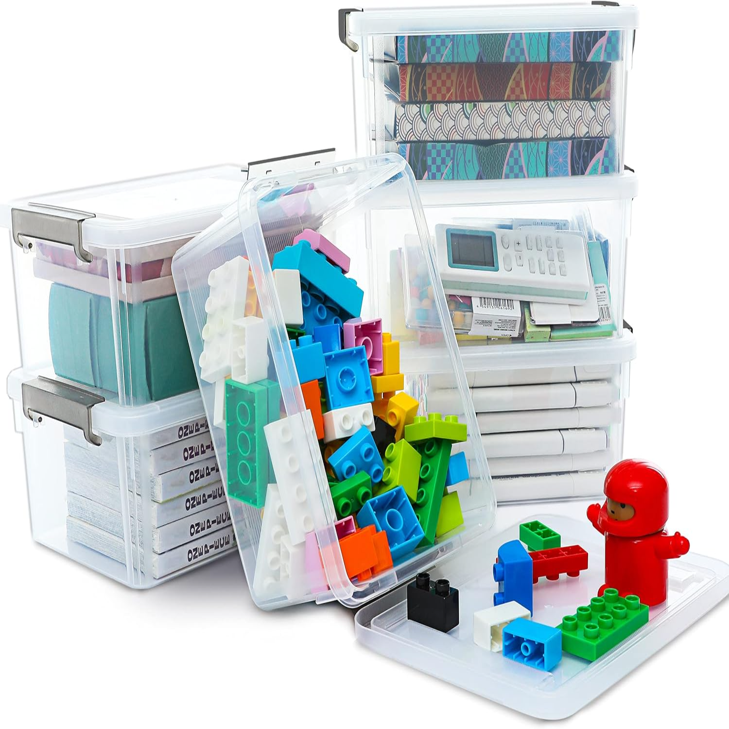 hltjsuv Citylife 6 Packs Small Storage Bins with Lids 3.2 QT Plastic ...