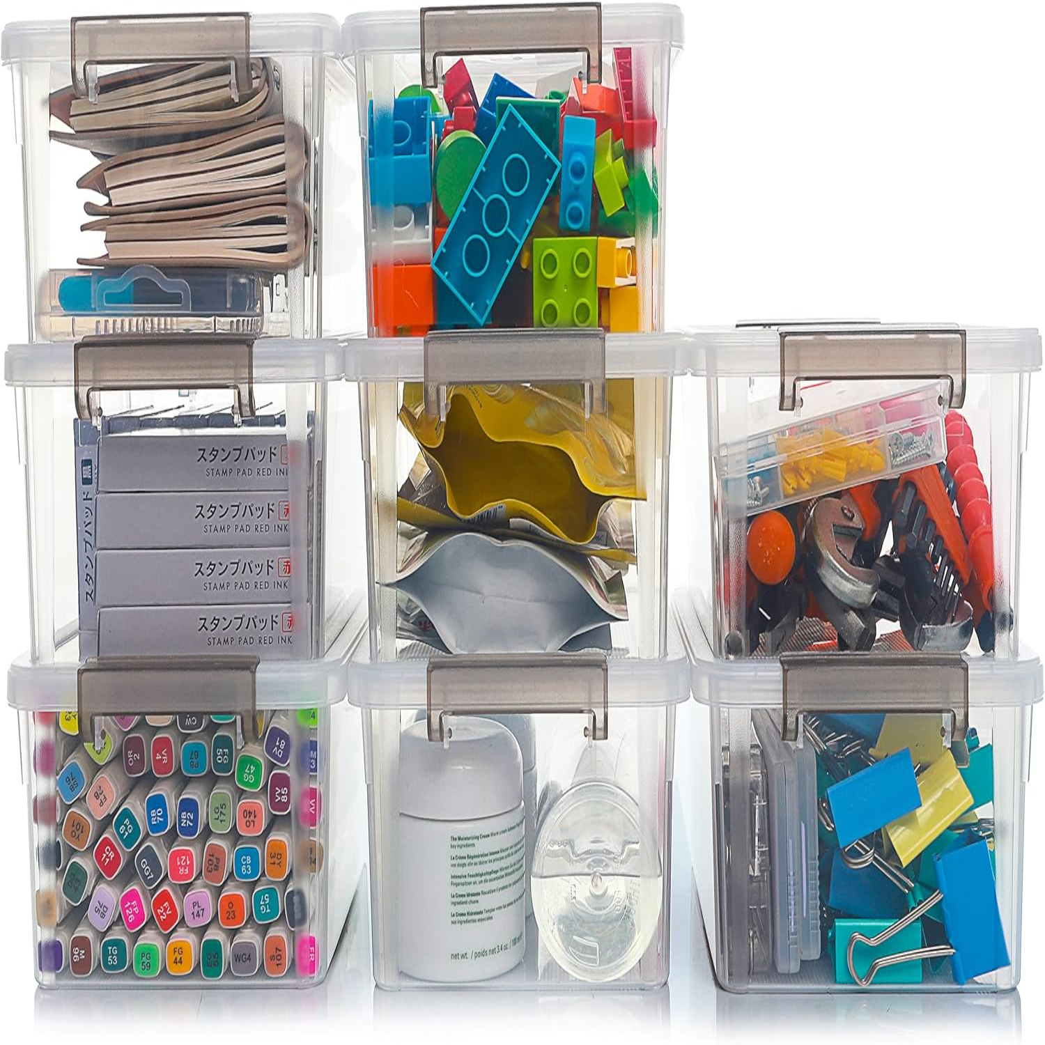 hltjsuv Citylife 6 Packs Small Storage Bins with Lids 3.2 QT Plastic ...