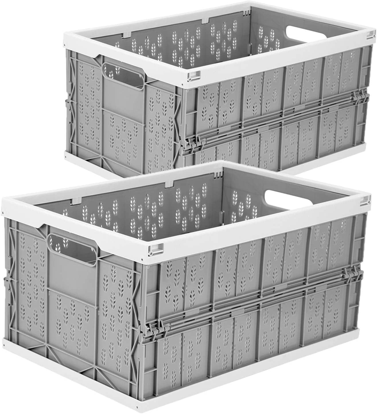 hltjsuv JKLCH 2 Pack Foldable Crates 31 Liters Plastic Milk Crate ...