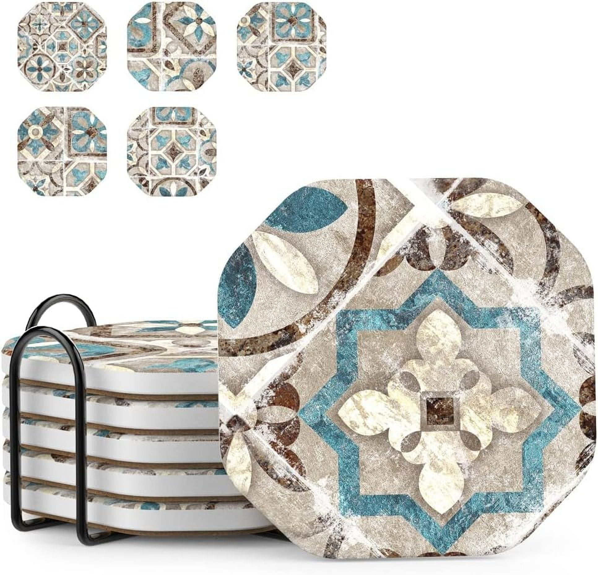 Hltser Mid Century Modern Stone Coasters for Tabletop Protection ...