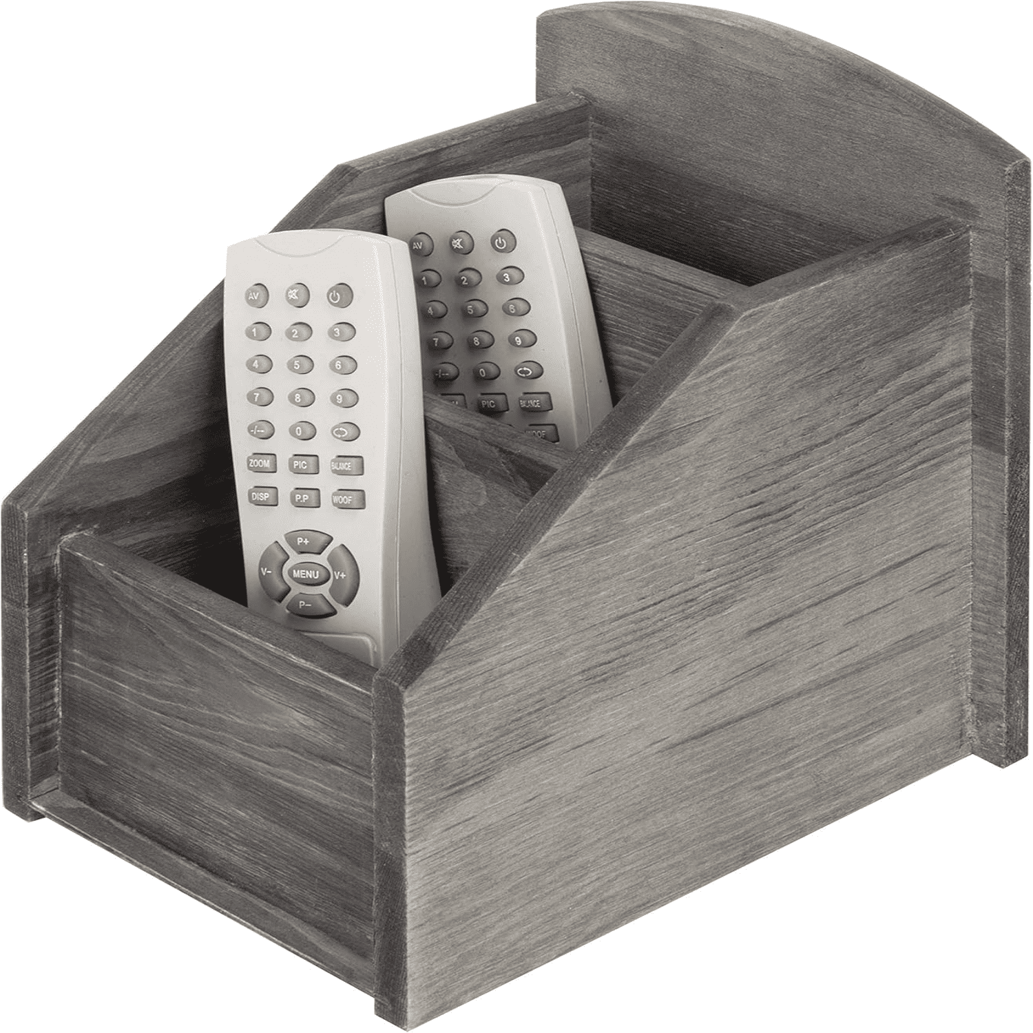 hltjsuv Rustic Dark Gray Wood Remote Control Holder Organizer Caddy ...