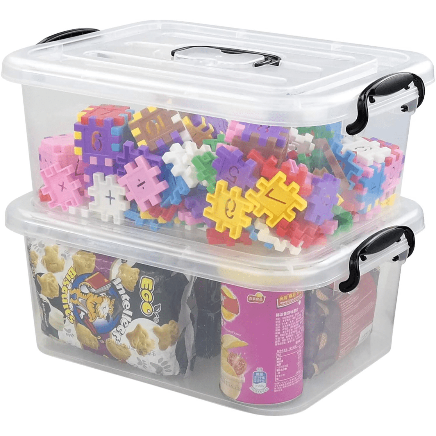 hltjuds 2-Pack Plastic Storage Boxes 8 L Clear Latch Boxes - Walmart.com