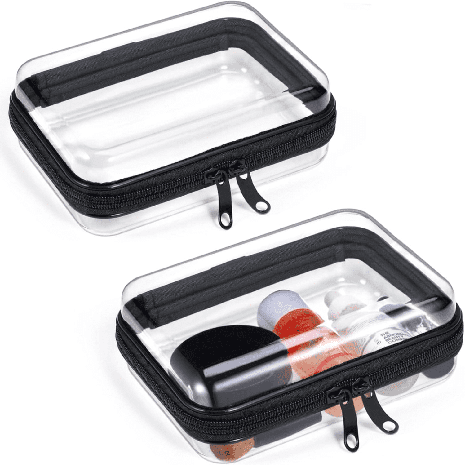 hltjuds 2 Pack Zippered Hard Pouch Clear Plastic Storage Containers ...