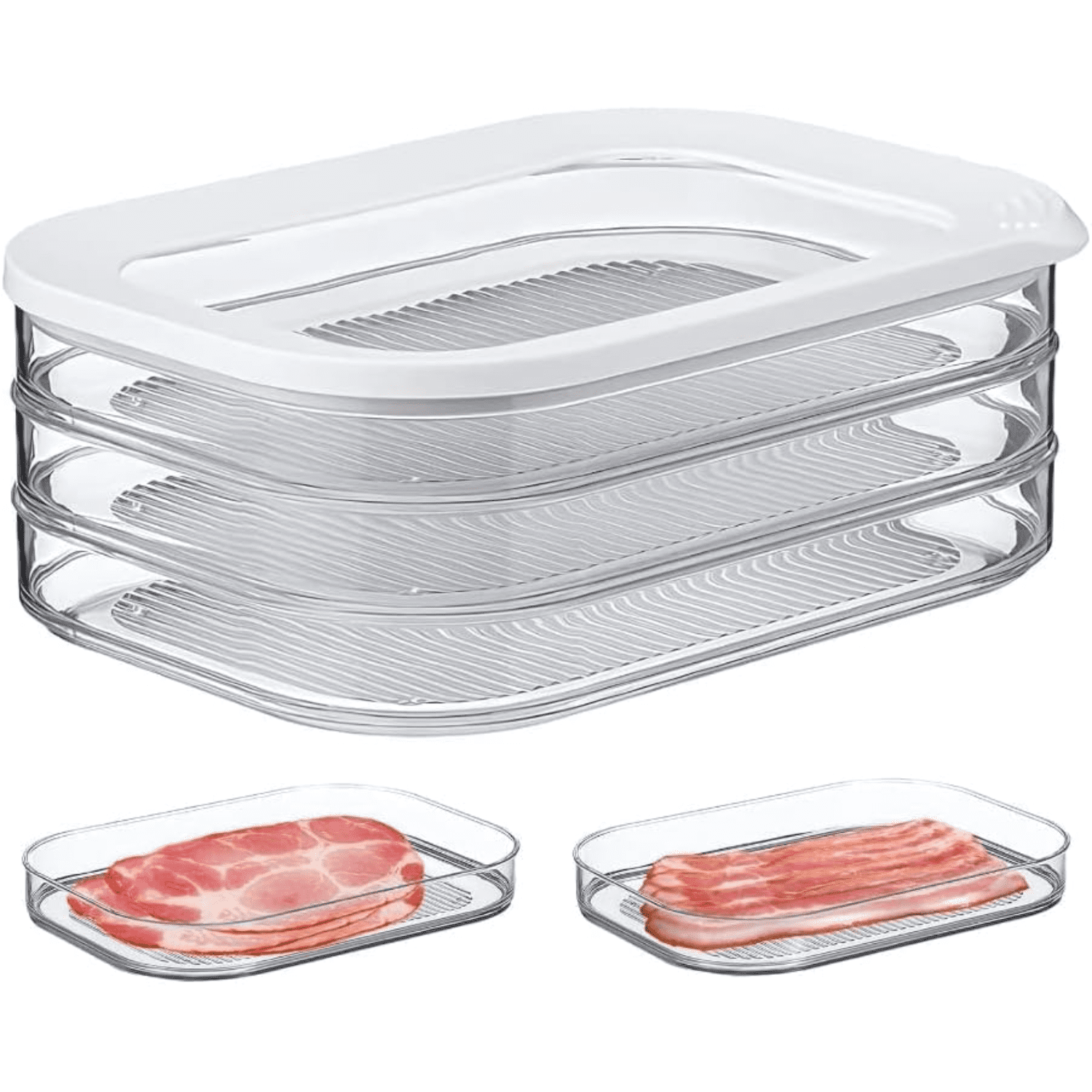 hltjuds Deli Meat Container for Fridge Bacon Lunch Meat Container for ...