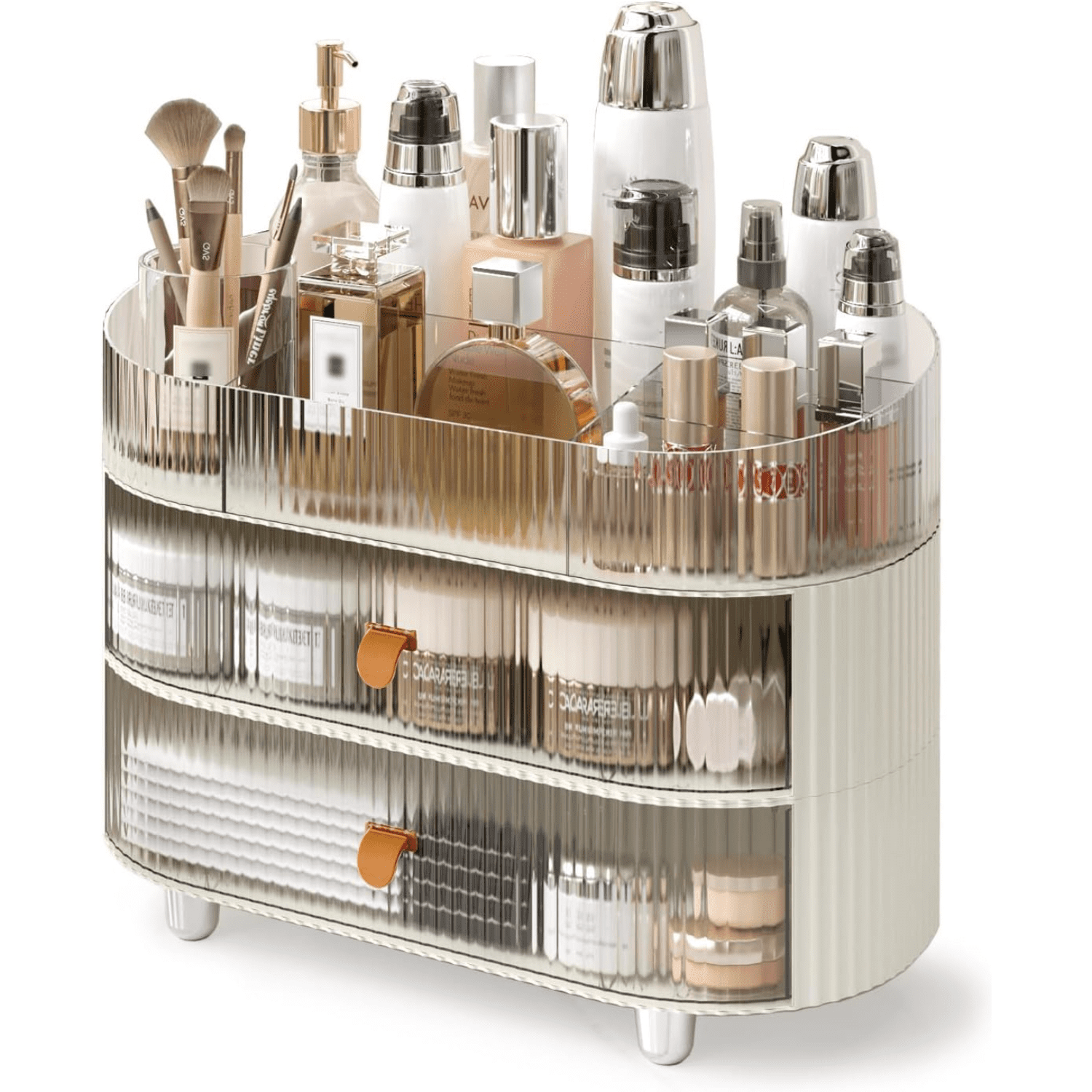 hltjuds Makeup Organizer with 2 Drawers and 1 Clear Tray Stackable ...