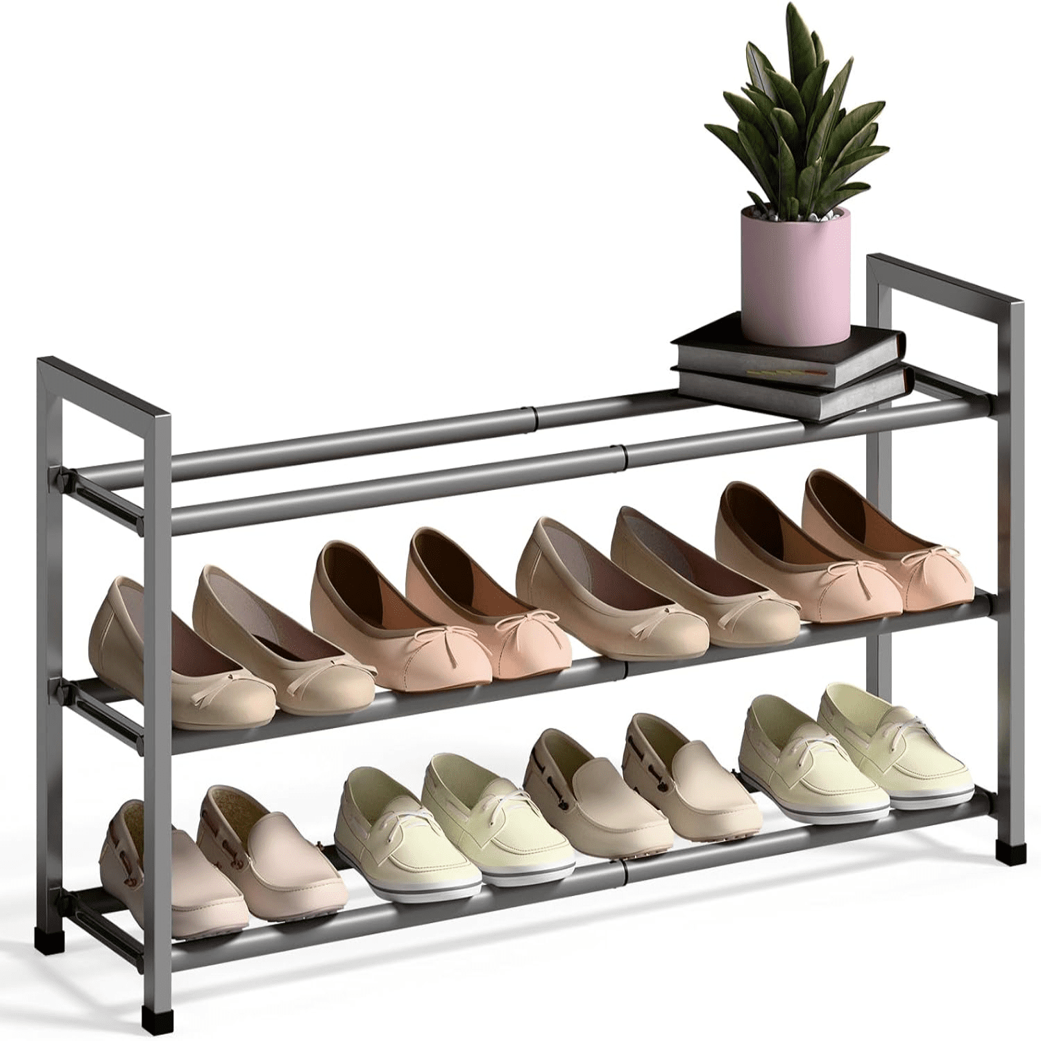 hlttpm 3-Tier Expandable Shoe Rack for Closet 18\u201C-33\u201D ...
