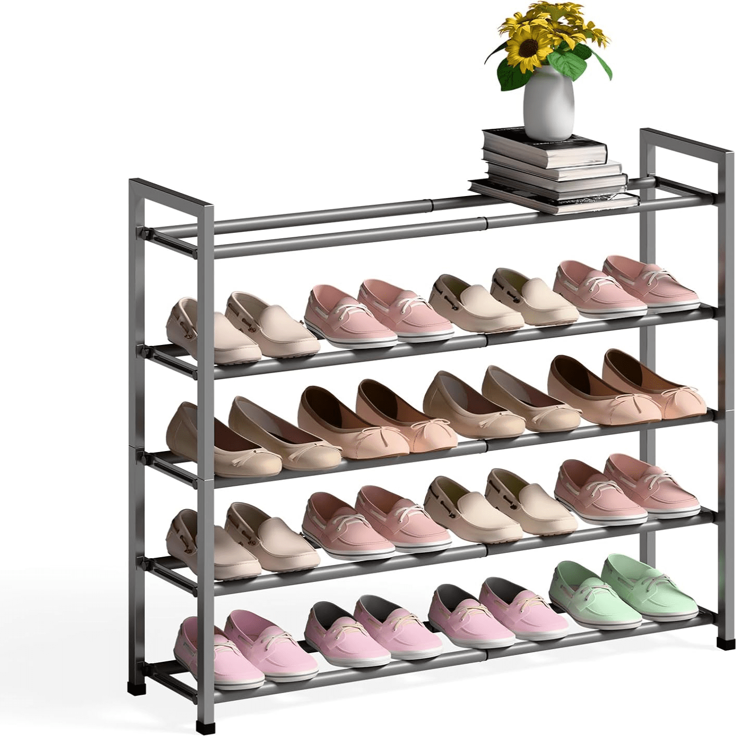 hlttpm 4-Tier Expandable Shoe Rack for Closet 18\u201C-33\u201D ...
