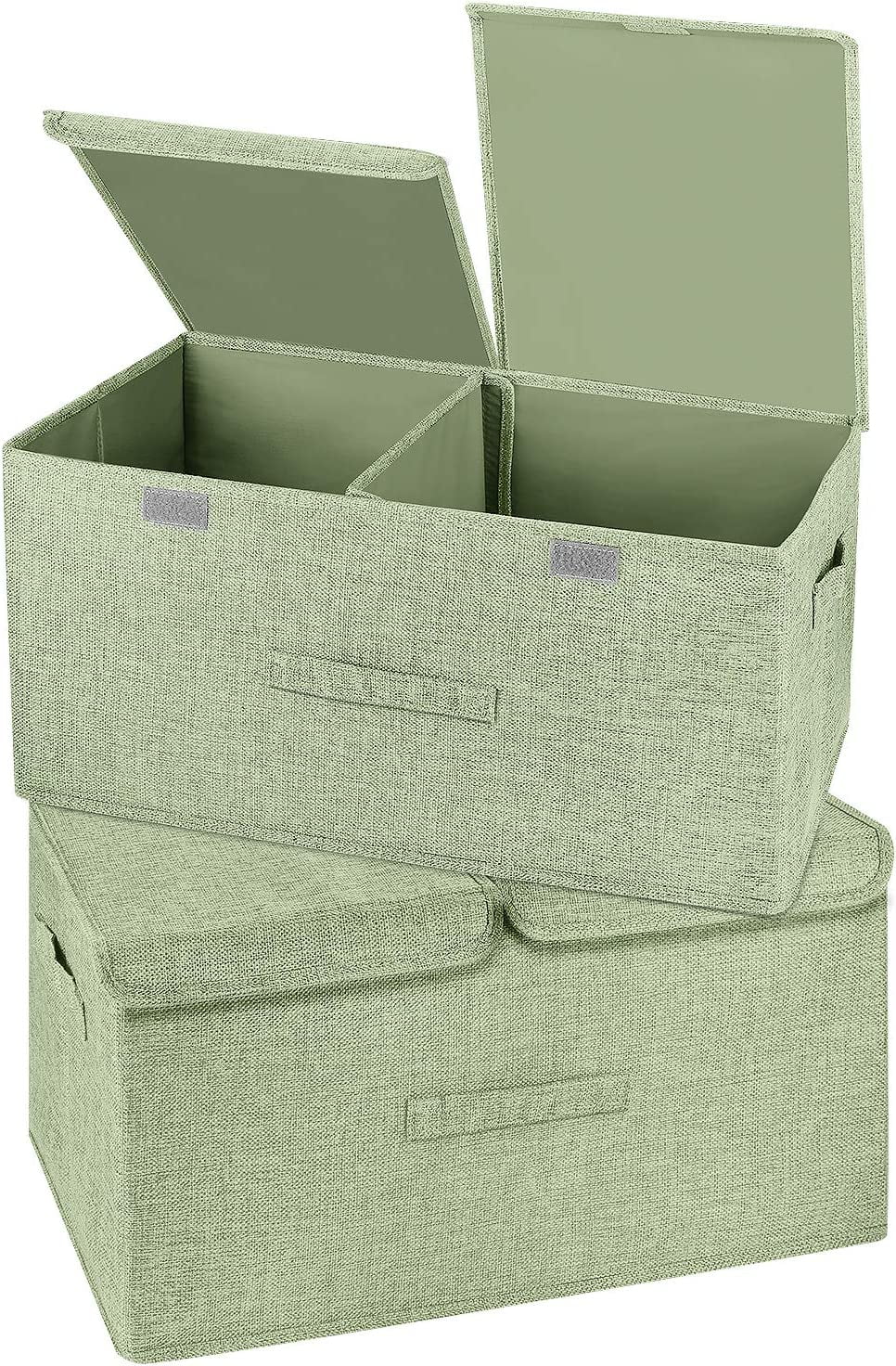 hltudj 2 Pack Storage Boxes with Lids and Handles Collapsible Linen ...