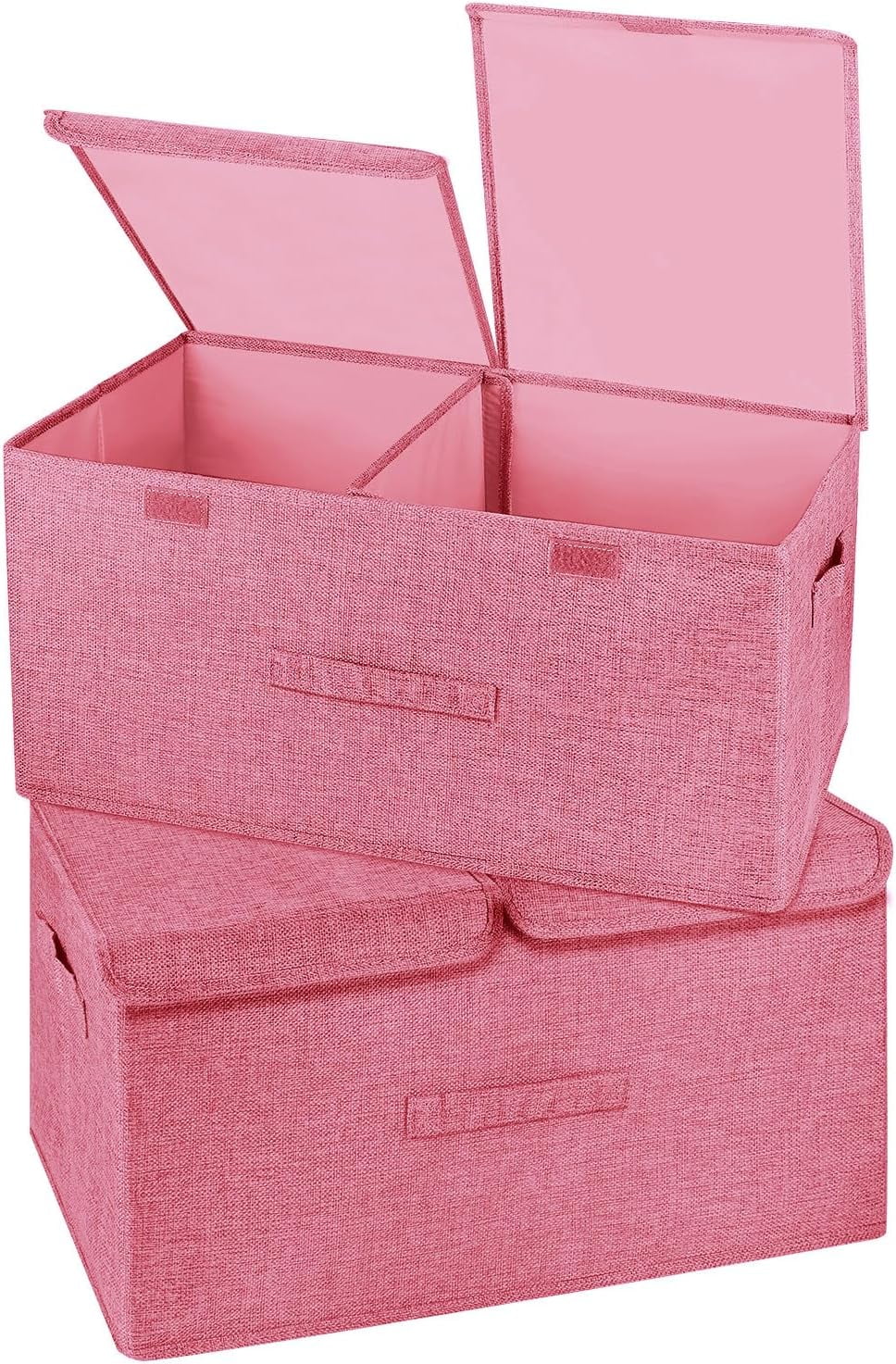 hltudj 2 Pack Storage Boxes with Lids and Handles Collapsible Linen ...
